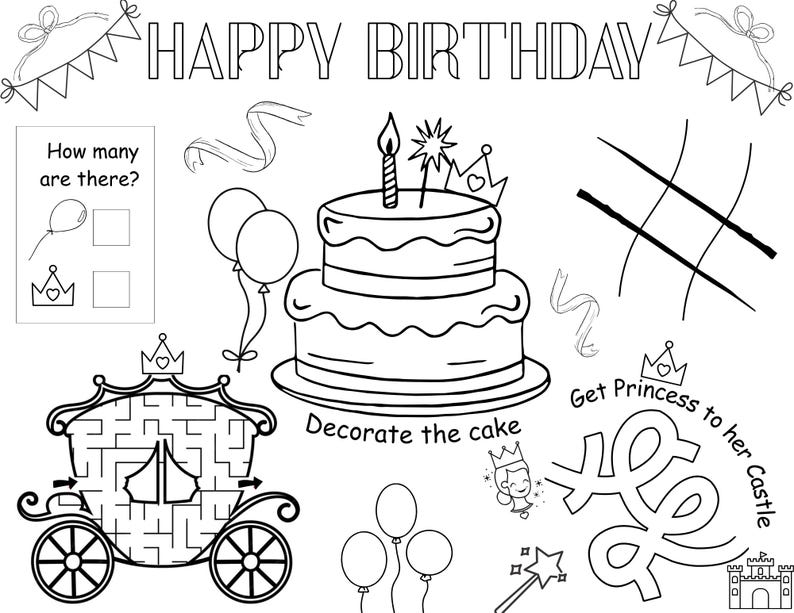 Princess Birthday Party Activity Sheet- Bibbidi Bobbidi -children ...