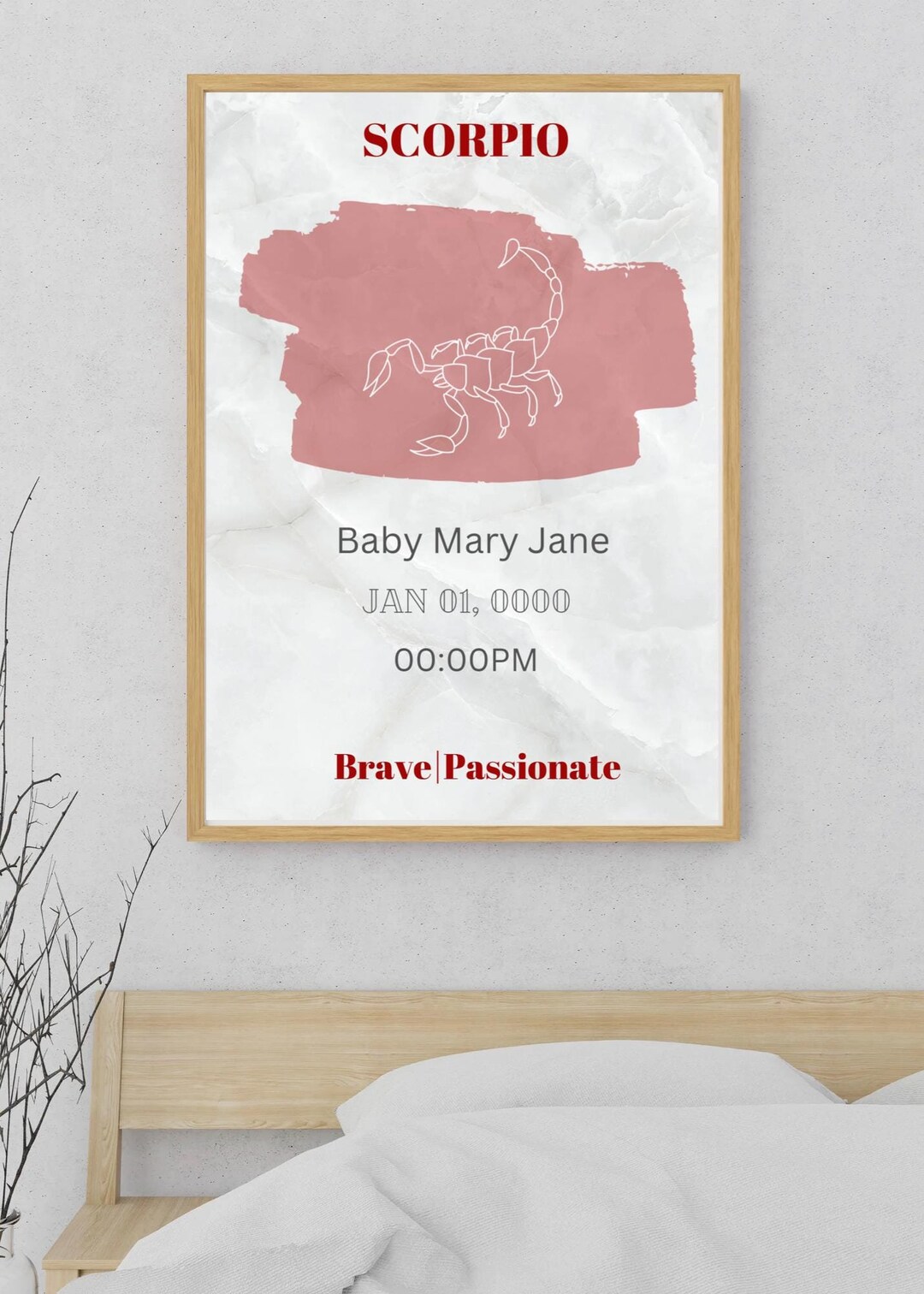 Personalized Baby Scorpio Zodiac Poster: Birth Stats Wall Art (digital ...