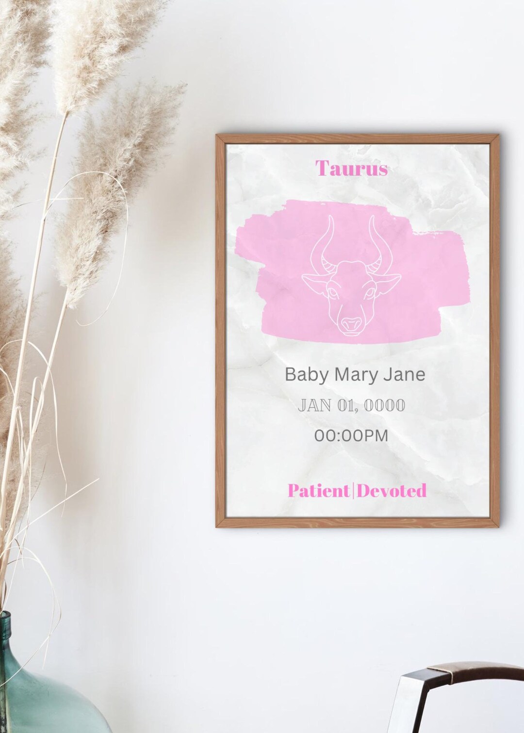 Personalized Baby Taurus Zodiac Sign Poster - Custom Baby Birth ...