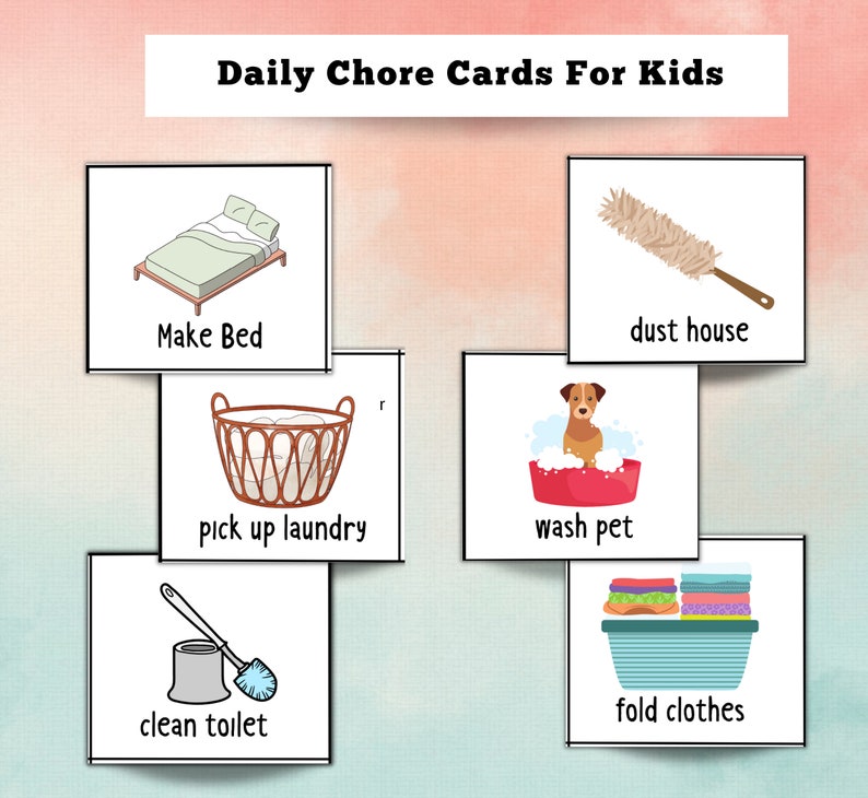 Daily Chore Cards for Kids, Chore, & Routine Cards - Etsy