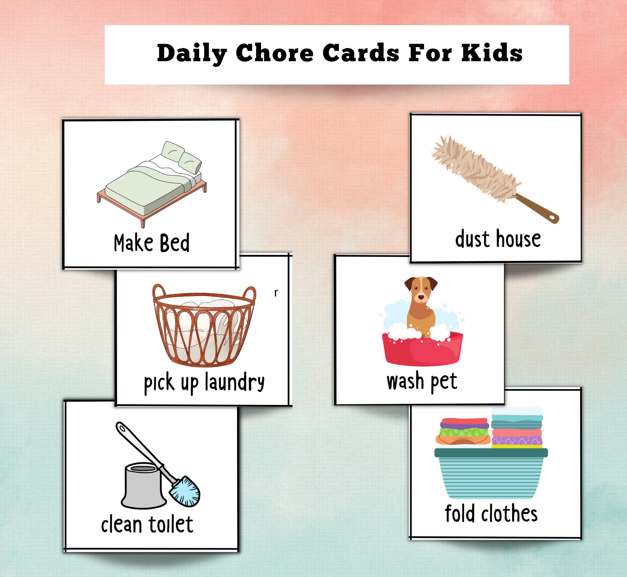 Daily Chore Cards for Kids, Chore, & Routine Cards - Etsy