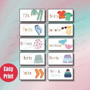 Kids Dresser Drawer Labels, Kids Clothing Storage Stickers ...