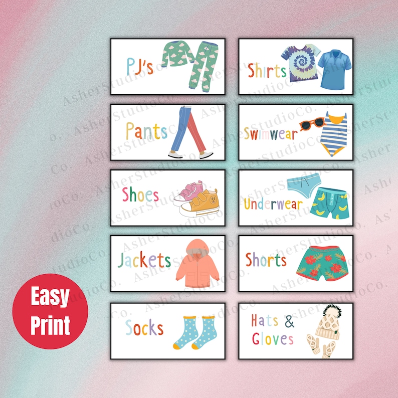 Kids Dresser Drawer Labels Kids Clothing Storage Stickers - Etsy