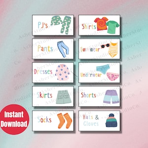 Kids Dresser Drawer Labels, Kids Clothing Storage Stickers ...