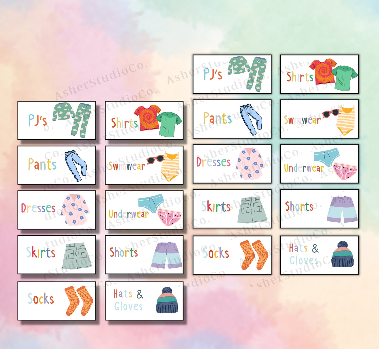 Kids Dresser Drawer Labels, Kids Clothing Storage Stickers ...