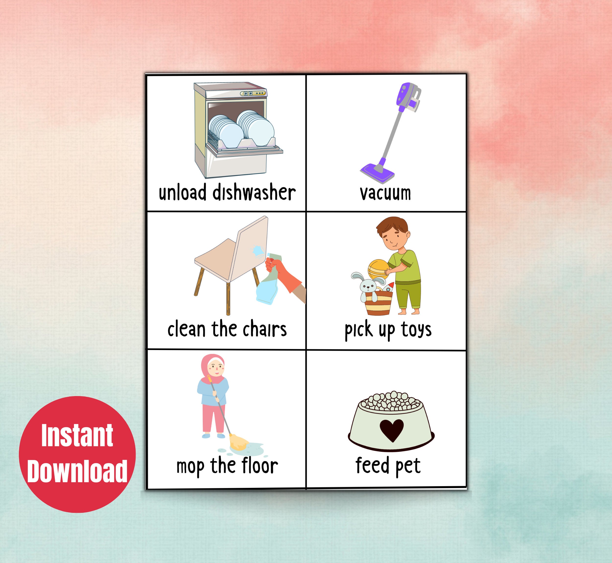 Daily Chore Cards for Kids, Chore, & Routine Cards - Etsy