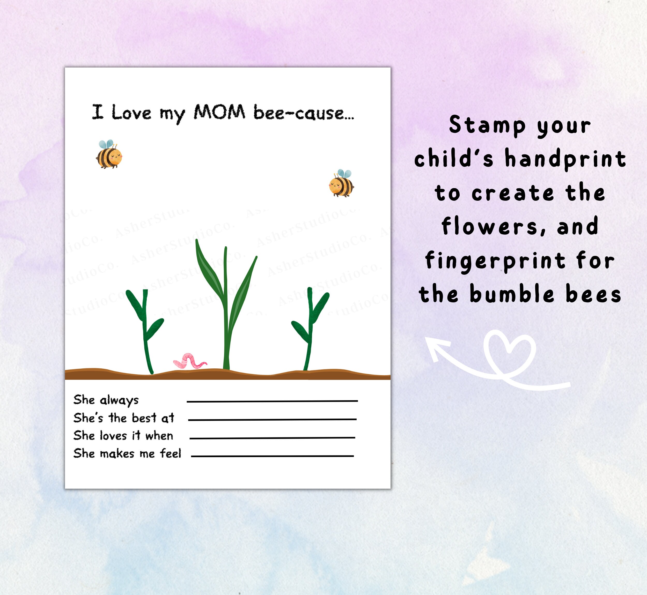 Mother's Day Garden Printable, Kids' Handprint Keepsake, Crafts for Pre ...