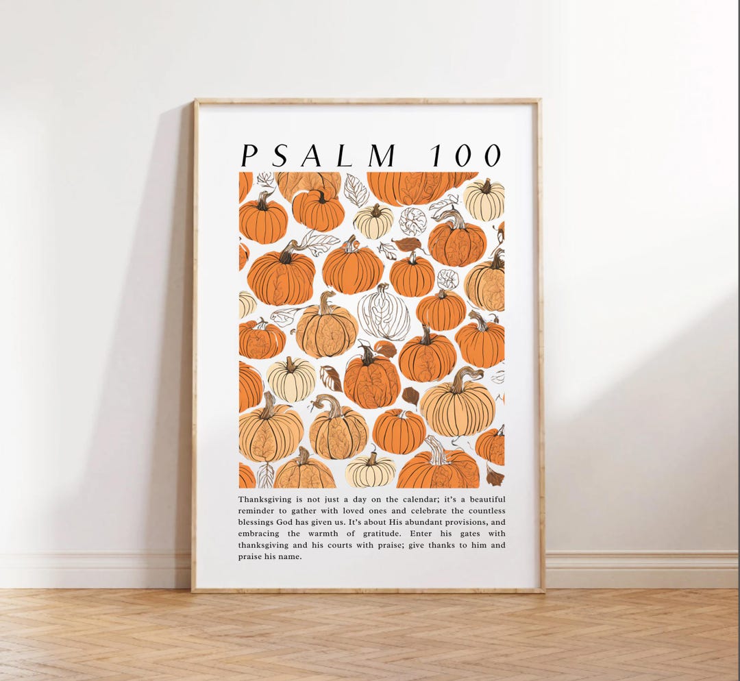 Psalm 100 Wall Art Christian Fall Decor Vintage Autumn Pumpkin Art ...