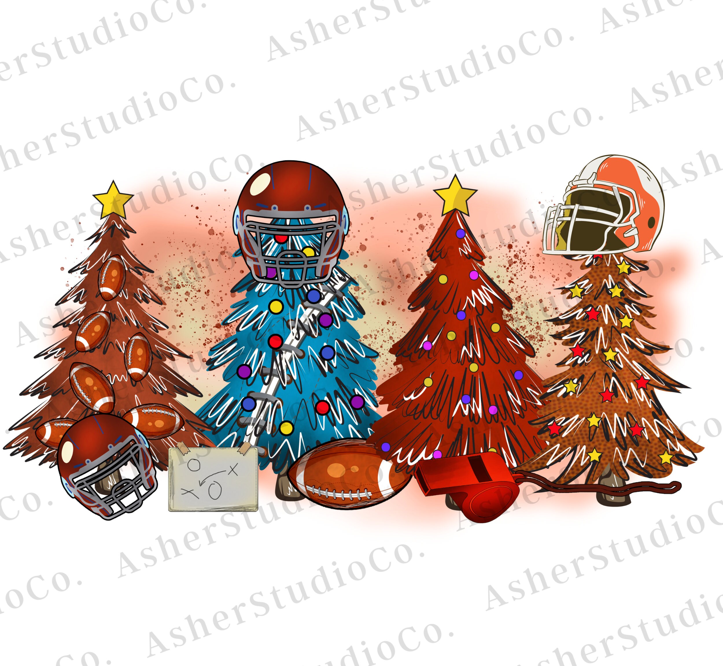 Christmas Trees Png, Football Christmas Tree, Sublimation Design ...