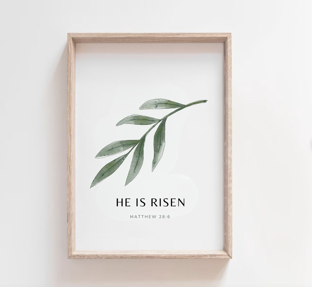 He is Risen, Matthew 28:6, Easter Christian Wall Art, Minimal Bible ...