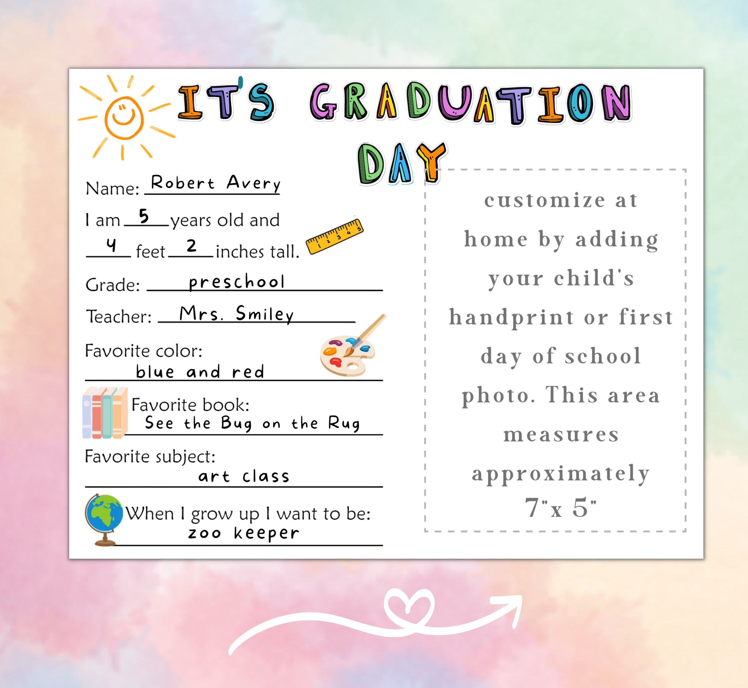 Last Day of School Printable, Kindergarten Graduation Keepsake ...