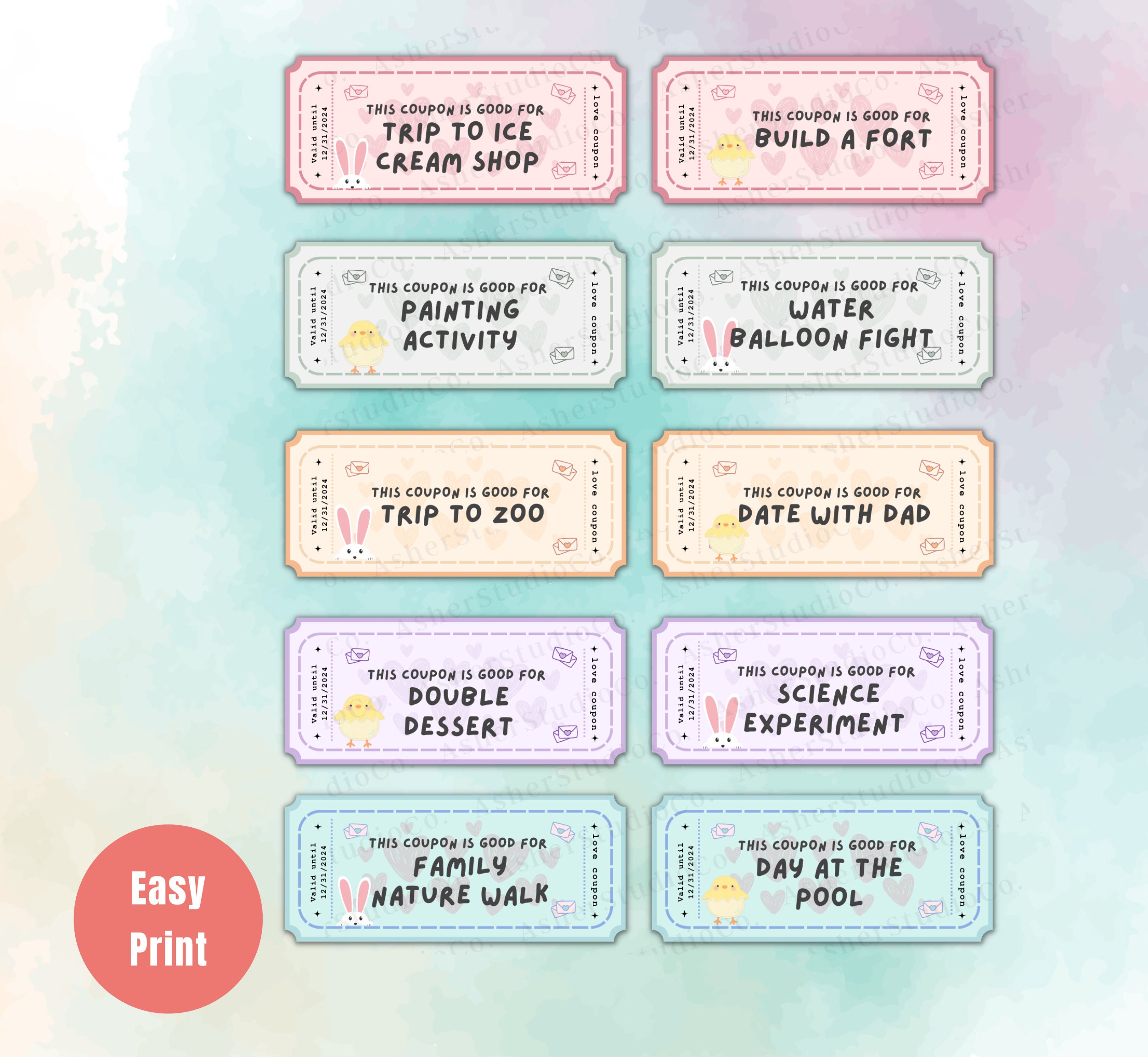 Reward Coupons for Kids , Easters Eggs, Fillable Easter Eggs, Easter ...