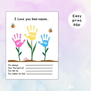 Mother's Day Garden Printable, Kids' Handprint Keepsake, Crafts for Pre ...