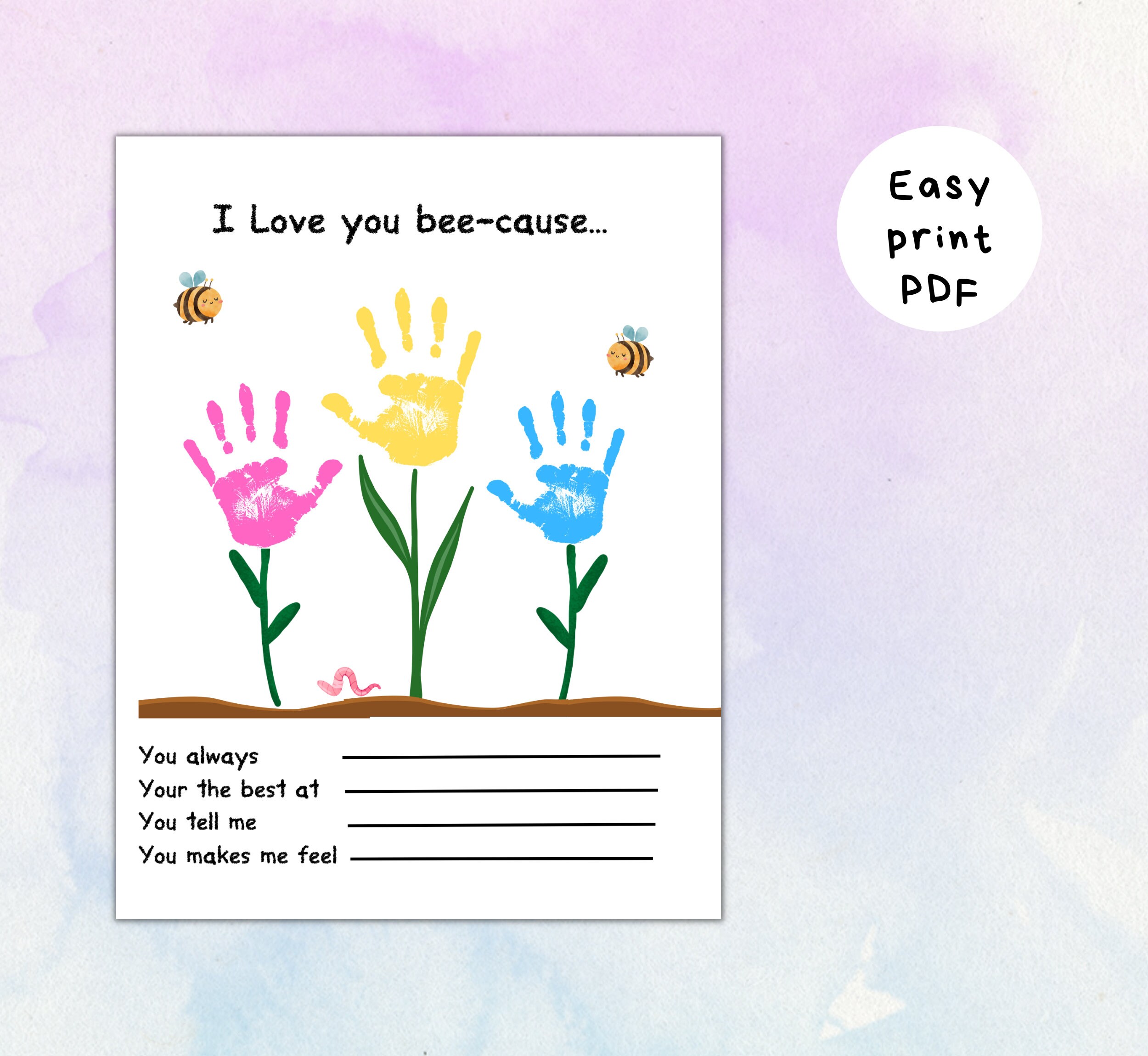 Mother's Day Garden Printable, Kids' Handprint Keepsake, Crafts for Pre ...