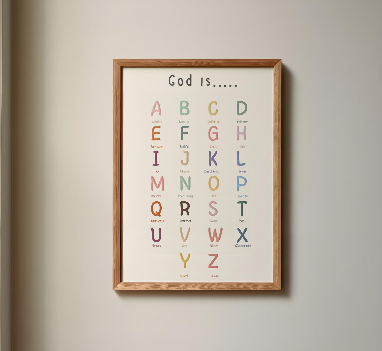 God is A-Z Wall Art Kids, Bible Verse Print, Christian Nursery Decor ...