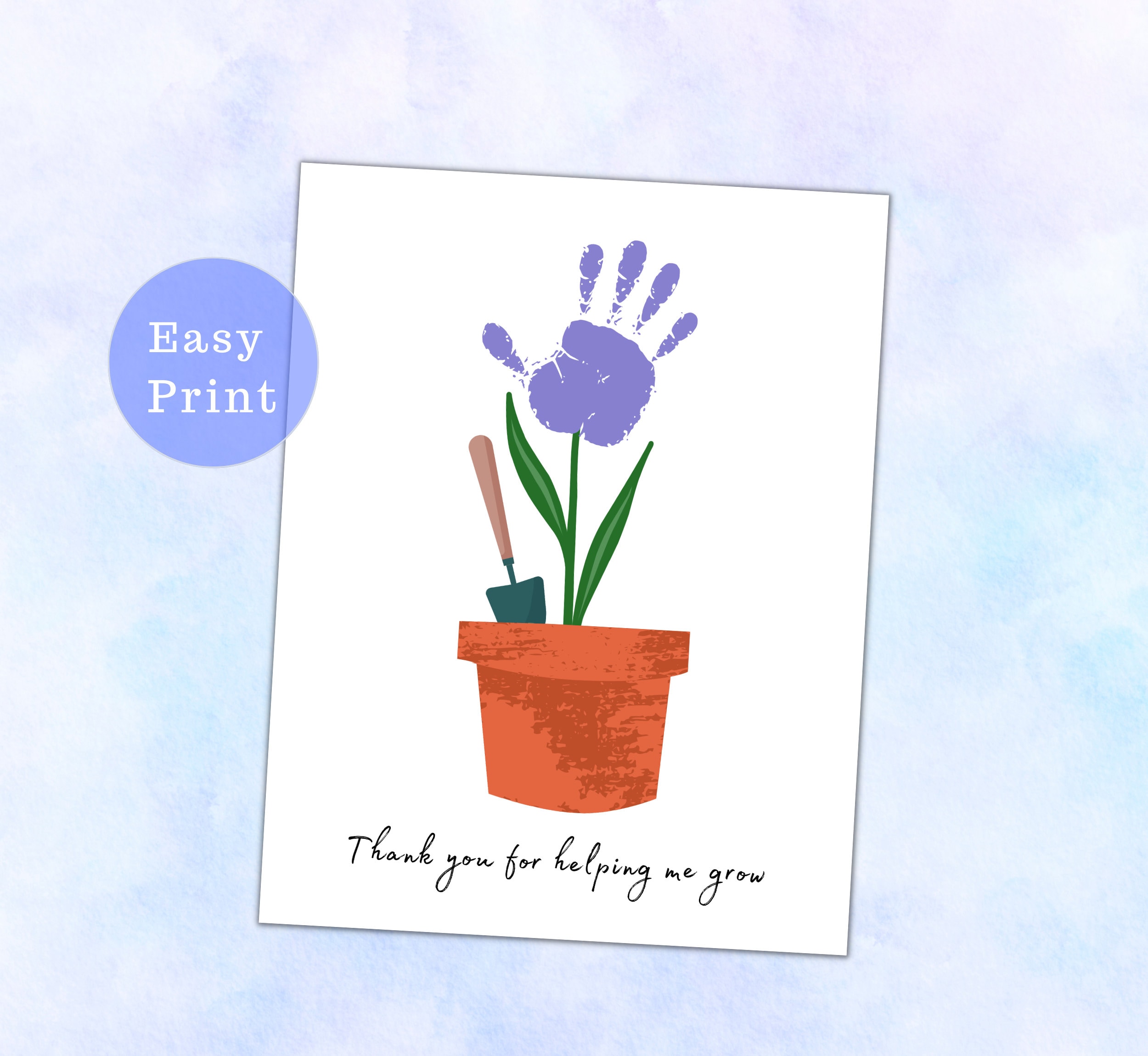 Thank You for Helping Me Grow Handprint Craft Art, Flower Hand, Baby Toddler Child, DIY Gift for ...
