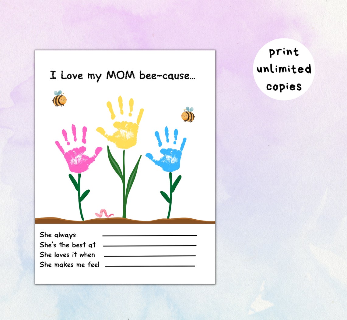 Mother's Day Garden Printable, Kids' Handprint Keepsake, Crafts for Pre ...