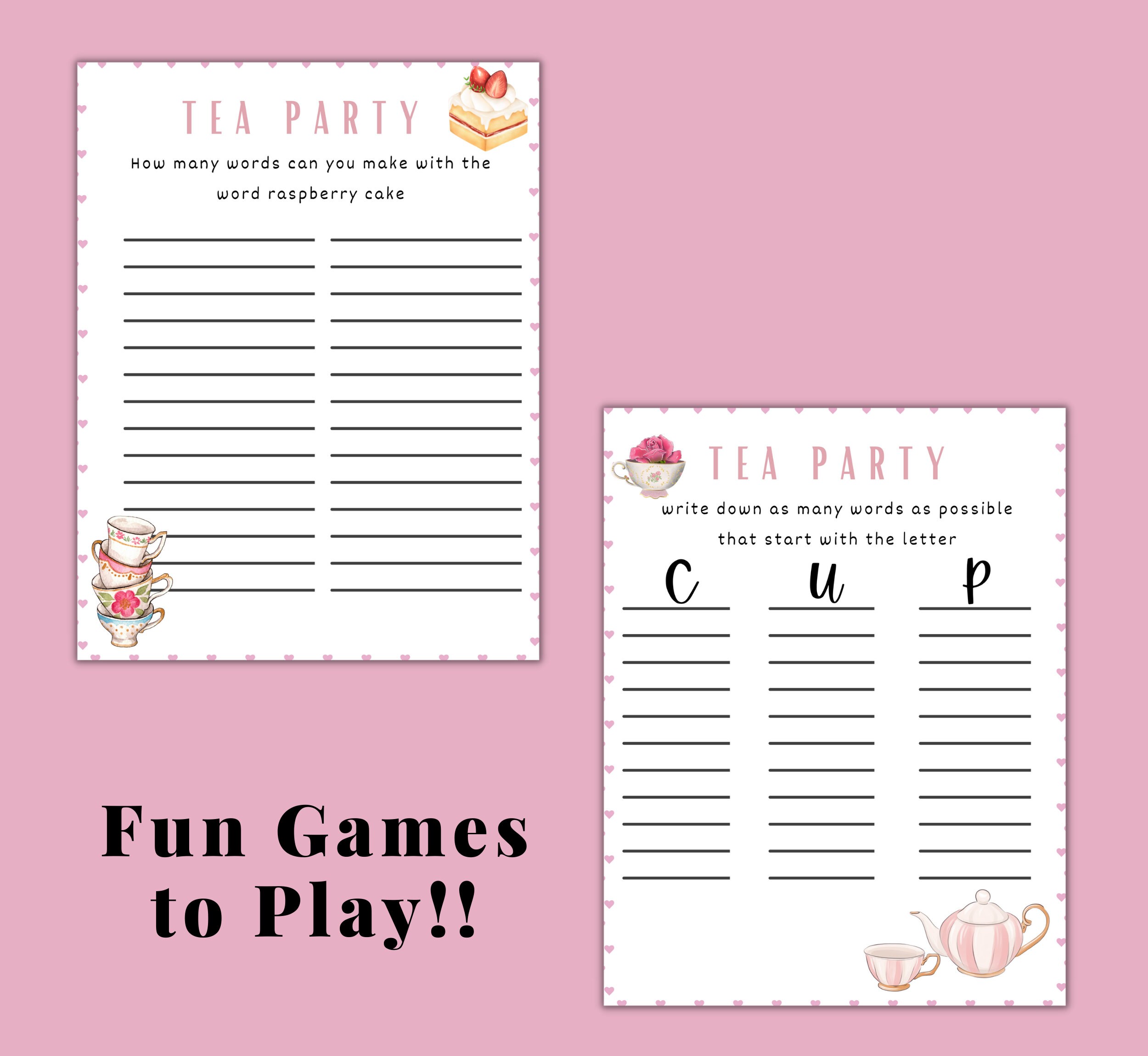 Tea Party Games Bundle Printable Tea Party Games Tea Party Favors ...