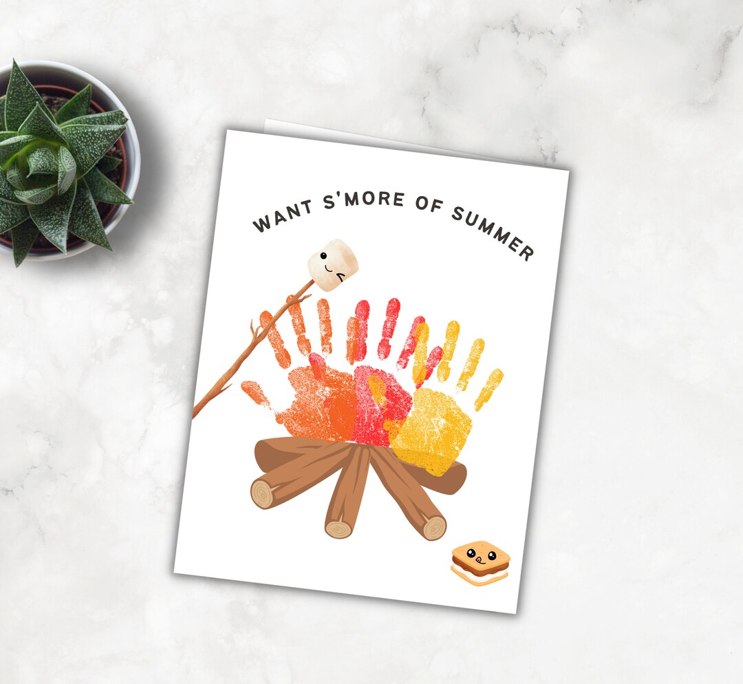 Summer Handprint Craft, Summer Craft for Kids, Campfire Art, Summer ...