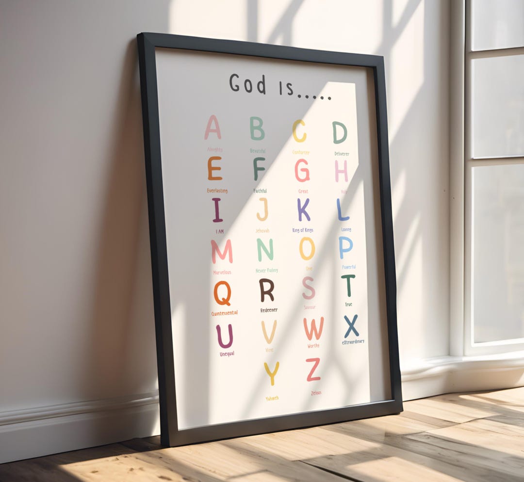 God is A-Z Wall Art Kids, Bible Verse Print, Christian Nursery Decor ...