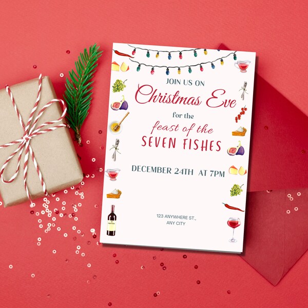 Christmas Feast of the Seven Fishes Invitation - Etsy