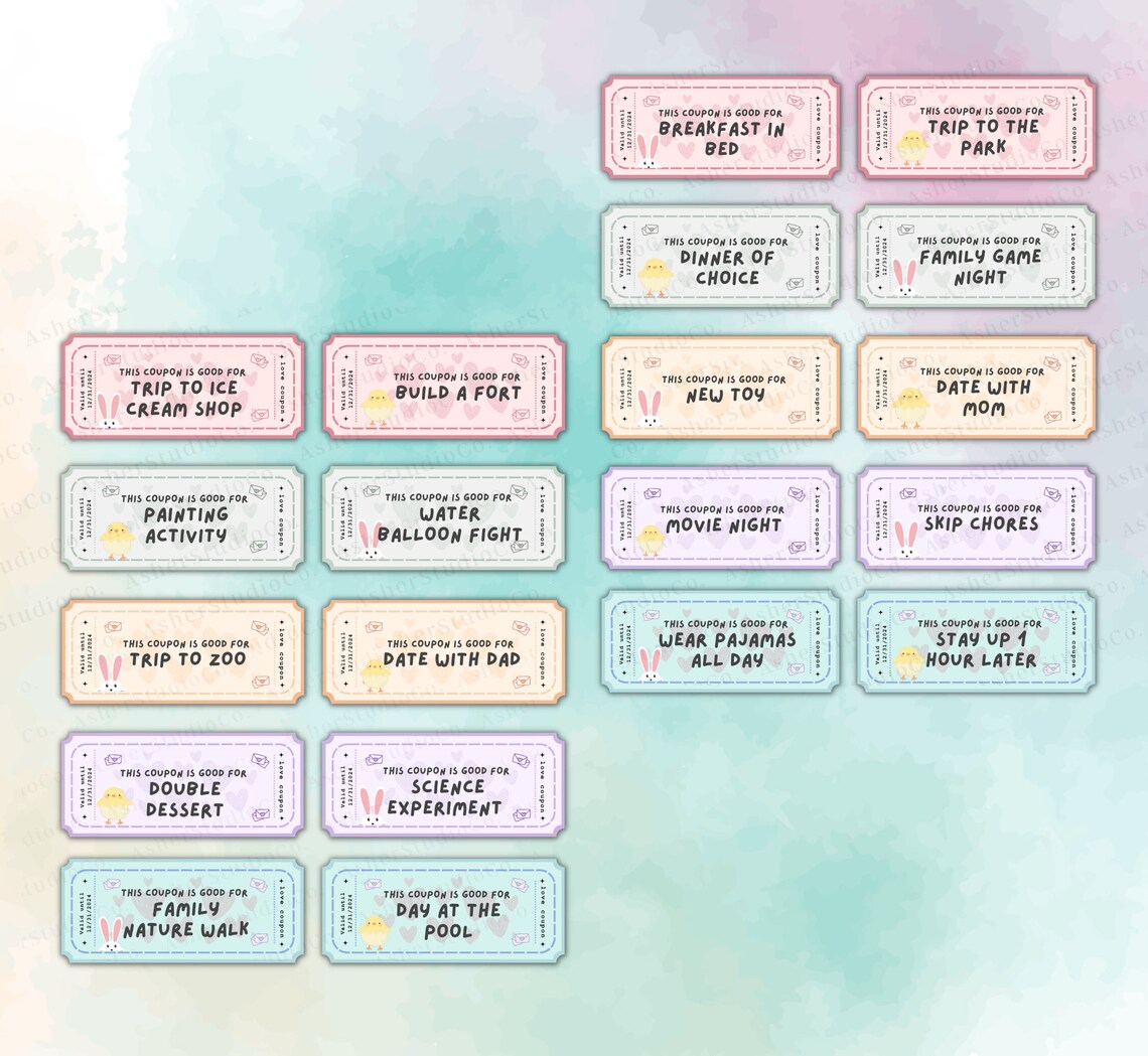 Reward Coupons for Kids , Easters Eggs, Fillable Easter Eggs, Easter ...