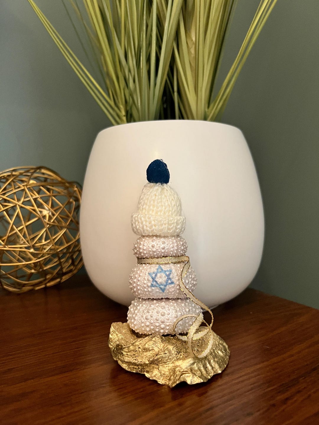 Handmade Star of David Seashell Snowman, Coastal Hanukkah Decor, Real ...