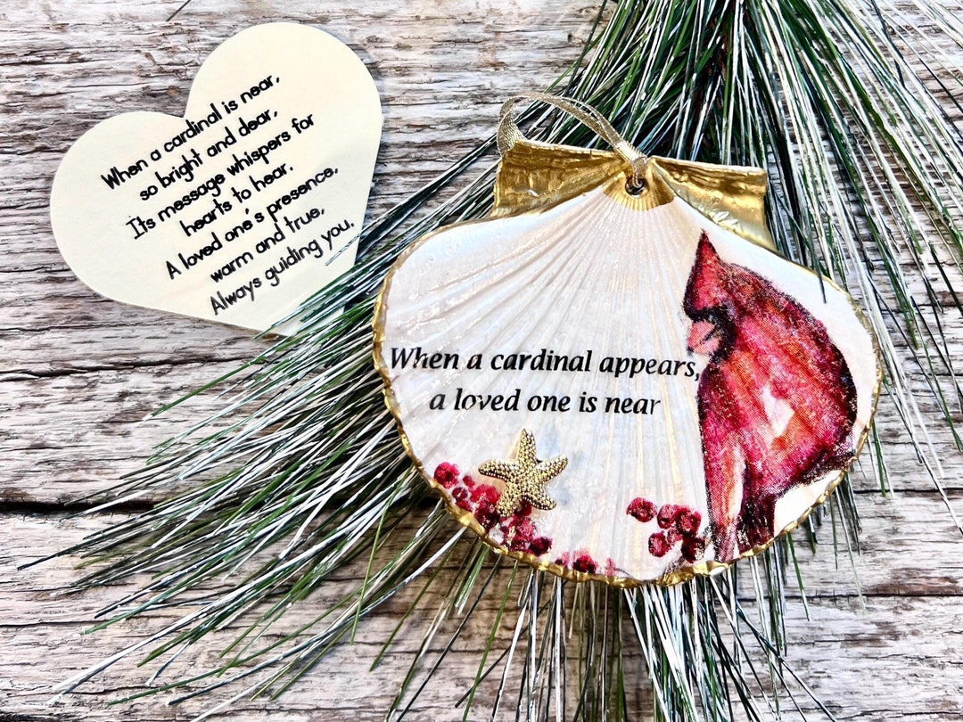 Cardinal Memorial Ornament, Coastal Handmade Gift, Comforting Message ...