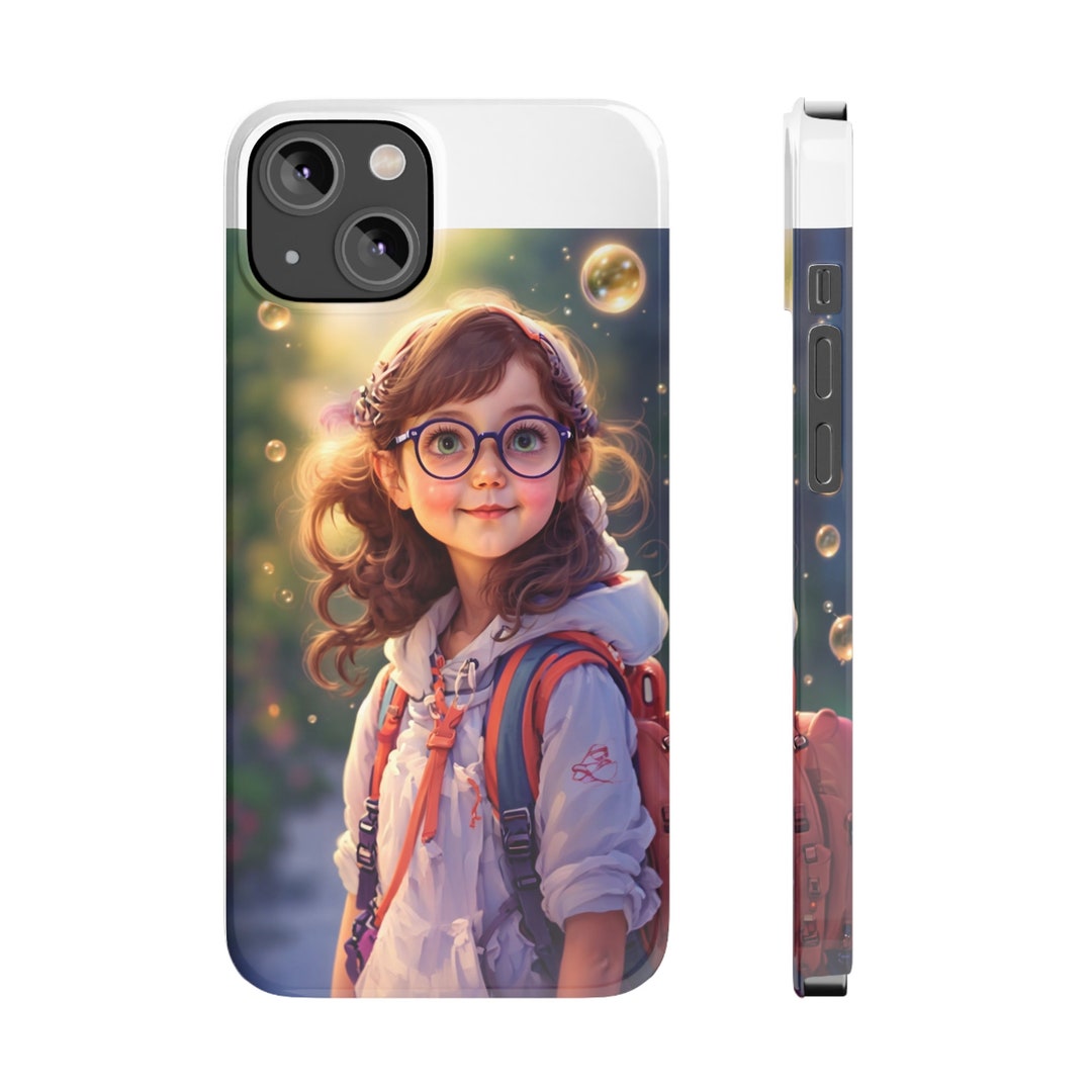 Cute Bubbly Little Girl With School Bag Slim Phone Cases - Etsy