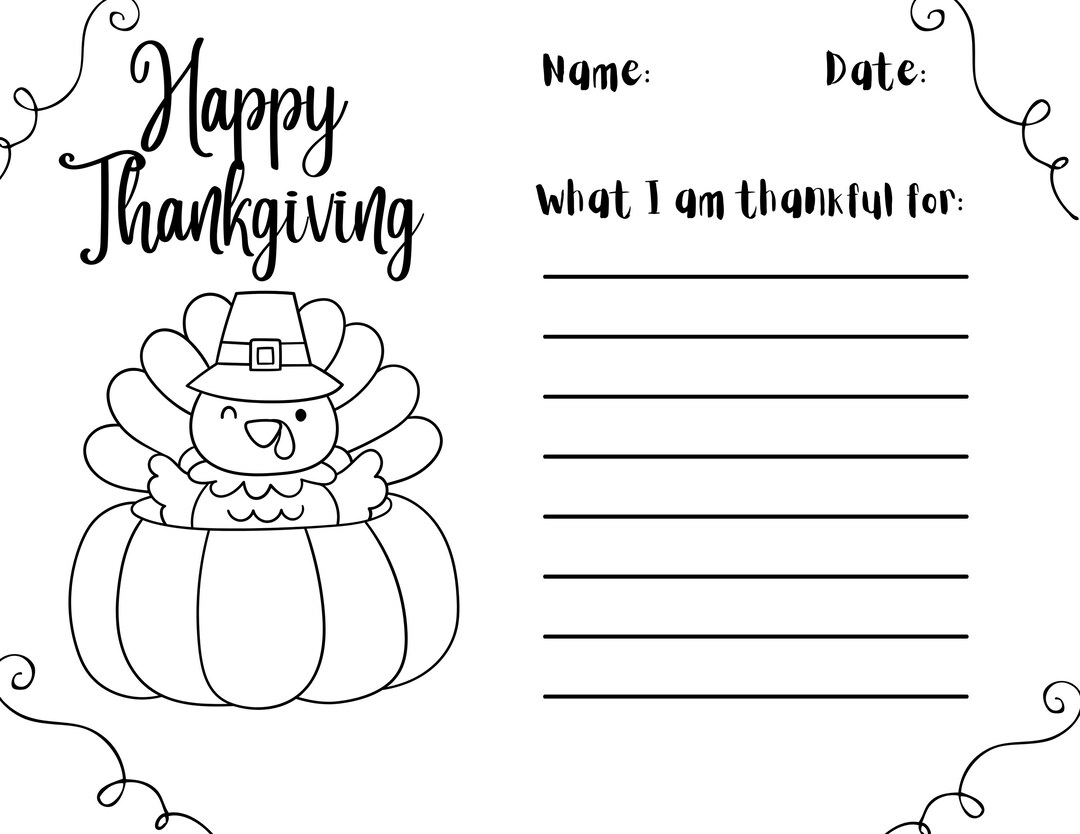Thanksgiving Worksheet: What I Am Thankful for (digital Download) - Etsy