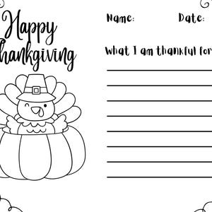 Thanksgiving Worksheet: What I Am Thankful for (digital Download) - Etsy