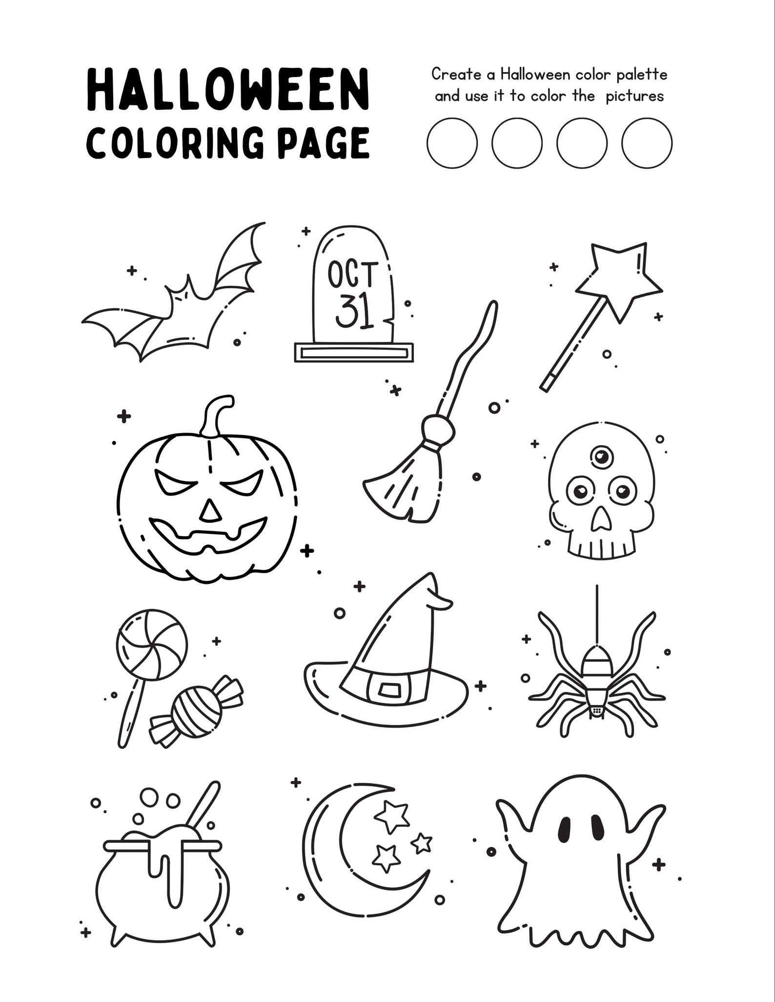 Halloween Coloring Worksheet - Etsy