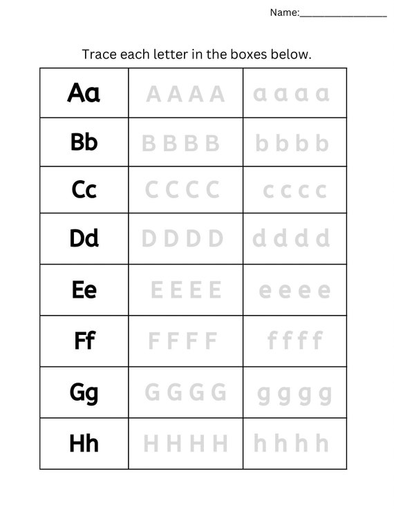 Alphabet Tracing Worksheets Printable - Etsy