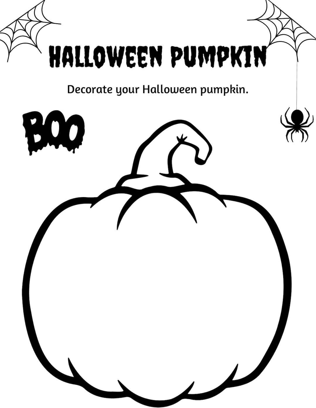 Halloween Pumpkin Coloring Worksheet - Etsy