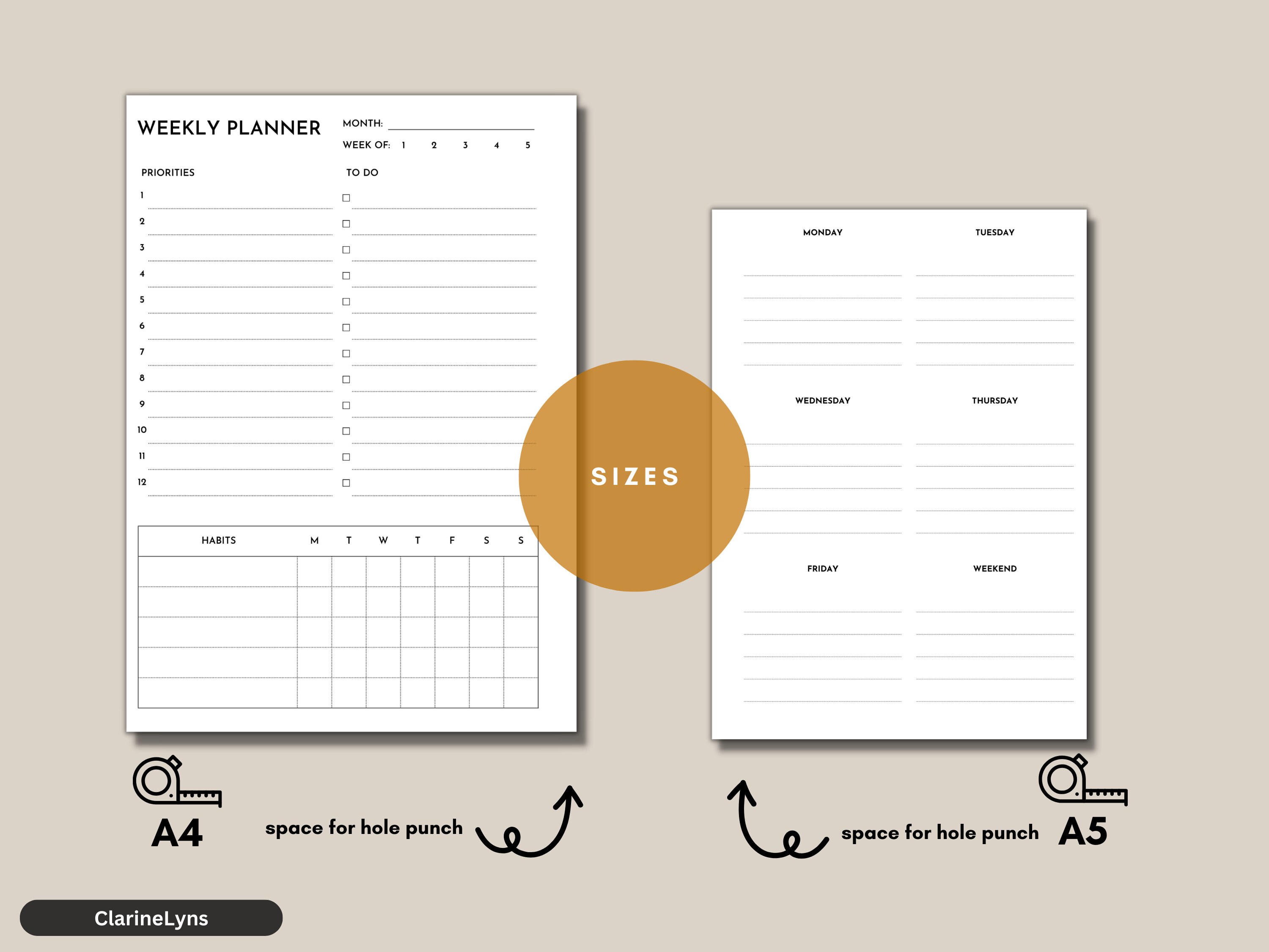 Printable Weekly Planner to Do List Priorities List Minimalist Undated ...