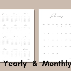 Printable 2024 Calendar, Portrait, Minimalist Monthly Calendar, Yearly ...
