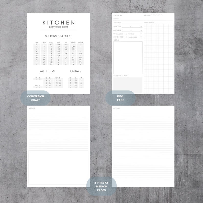 PRINTABLE Recipe Book Template, Minimal, Clean & Simple Template, 8 ...