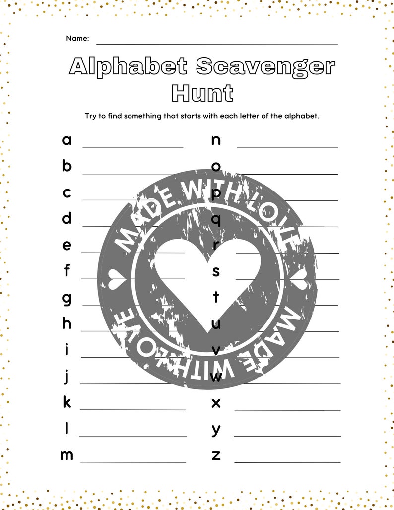 ALPHABET SCAVENGER HUNT | Digital Download | Fun & Easy Scavenger Hunt ...
