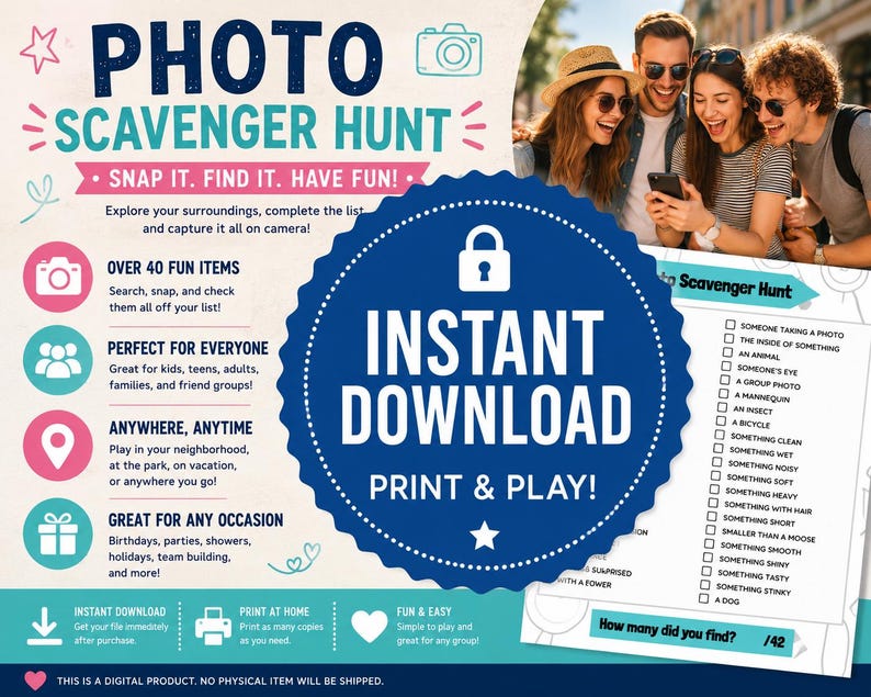 Photo Scavenger Hunt Game | Adults, Kids Party Activity (digital ...