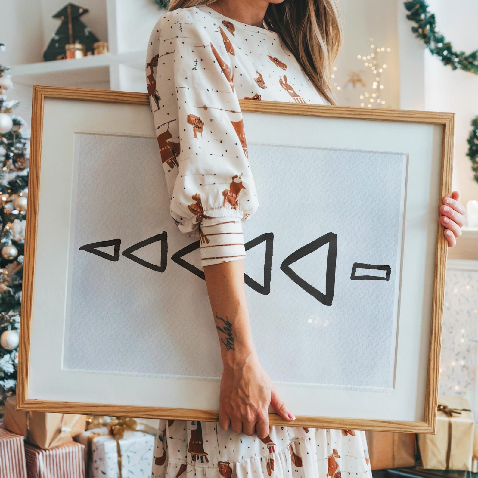 Triangle Holiday Christmas Tree Watercolor Printable - Etsy
