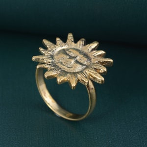 Sleeping Face Ring, Sun Face Ring, Gold Face Ring, Stackable Rings ...