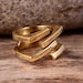 Gold Bar Ring, Thick 4 Line Ring, Flat Bar Ring, Geometric Statement ...