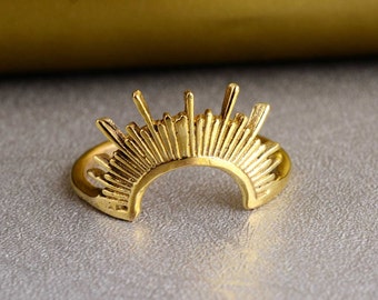 Sun Ring Rising Sun Ring Gold Dainty Ring Spike Ring Statement Ring ...