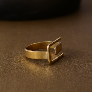 Square Ring, Open Simple Ring, Gold Square Ring, Modern Ring, Unisex ...