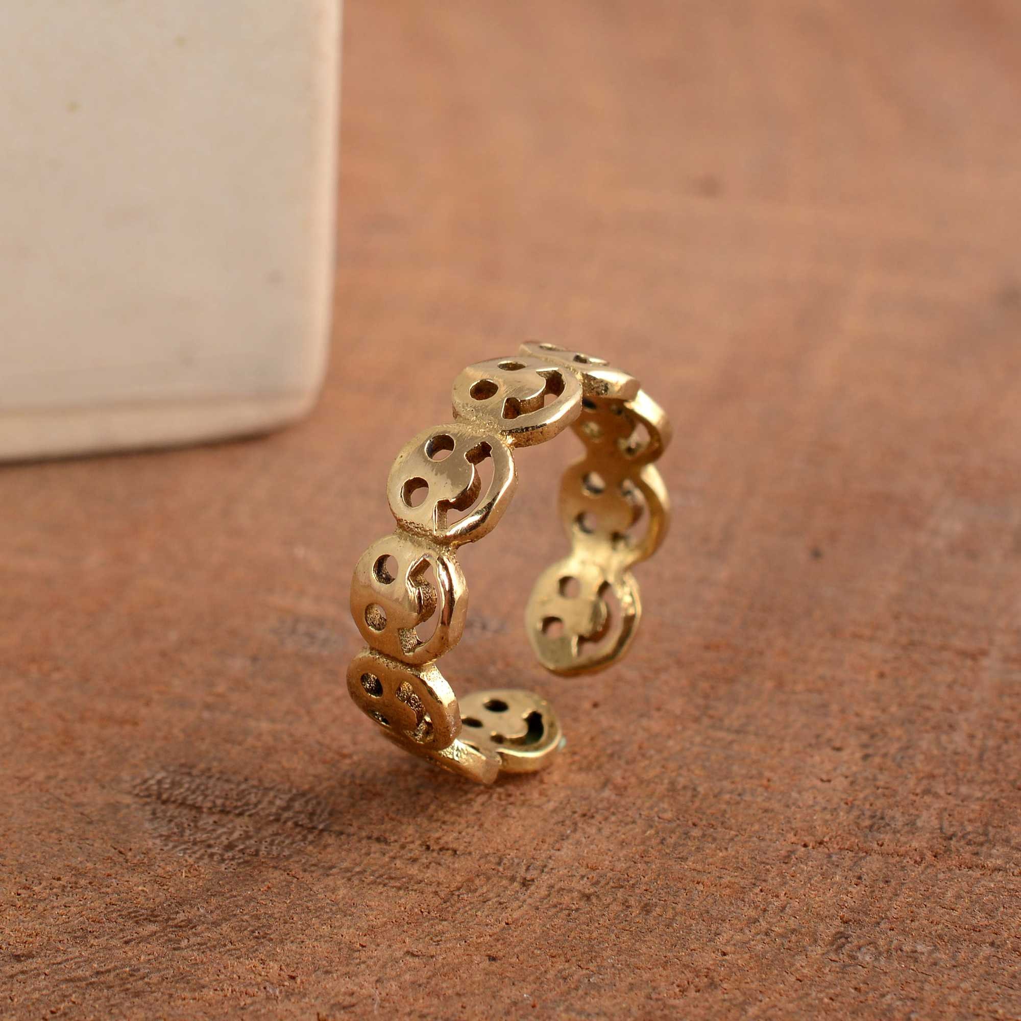 Smiley Face Ring, Happy Face Ring, Gold Emoji Ring, Smile Friendship ...