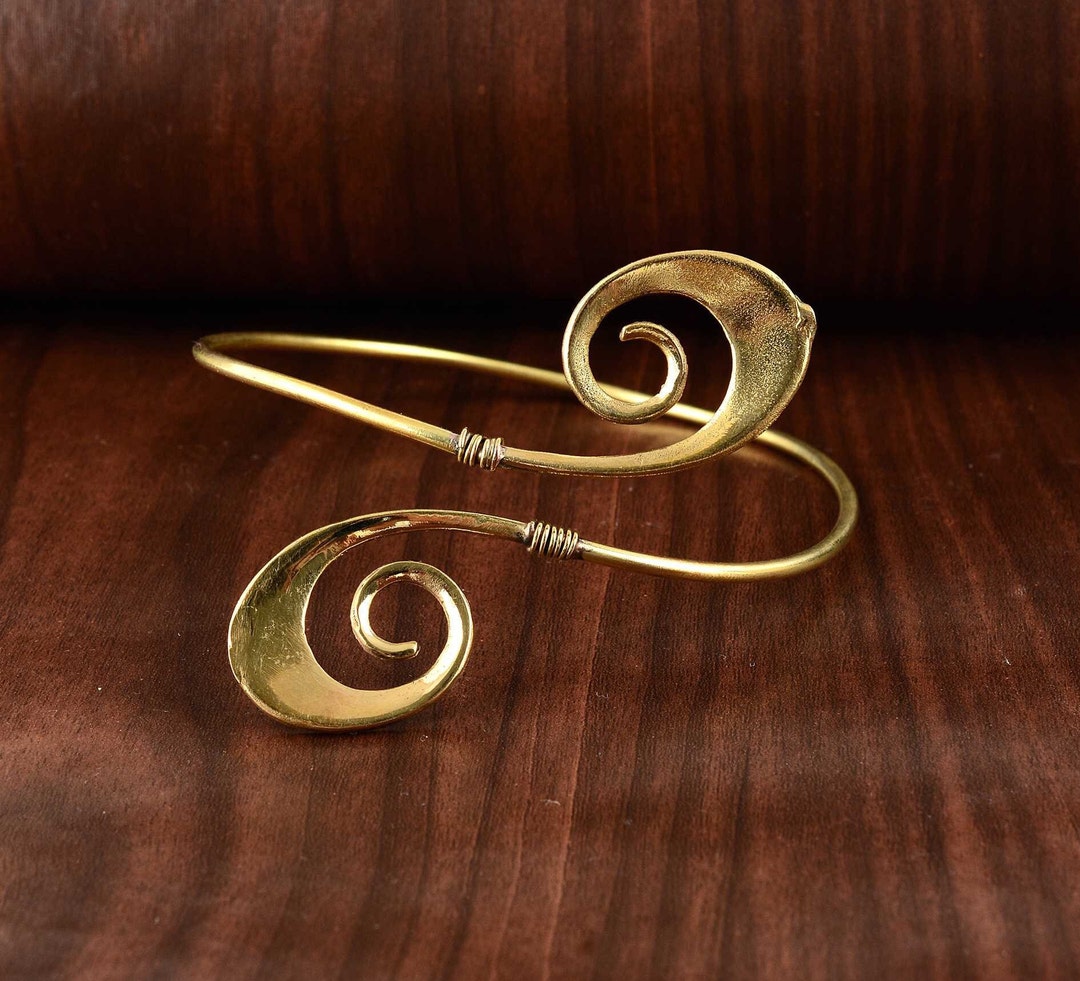 Upper Arm Cuff Arm Band Spiral Handmade Made of Brass, Jewelry - Etsy