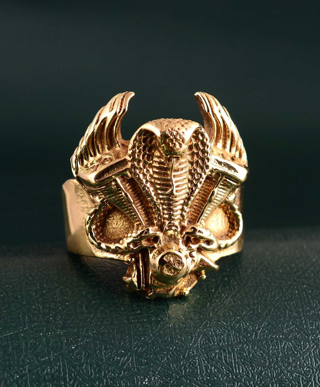 Cobra Snake Gold Brass Ring, Large Ring, Chunky Ring, Cobra Design ...