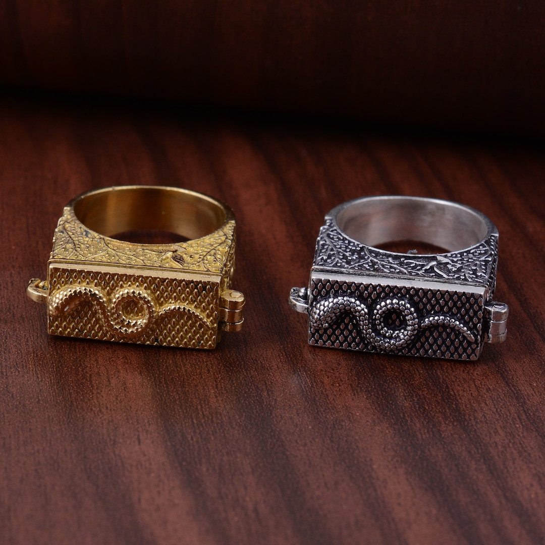 Brass Poison Ring, Pill Box Ring, Snake Poisoner Ring, Gift for Her ...