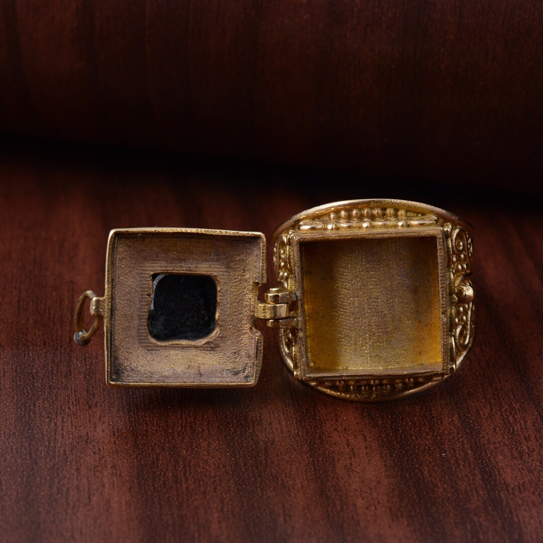 Obsidian Poison Ring Black Stone Ring Pill Box Ring - Etsy