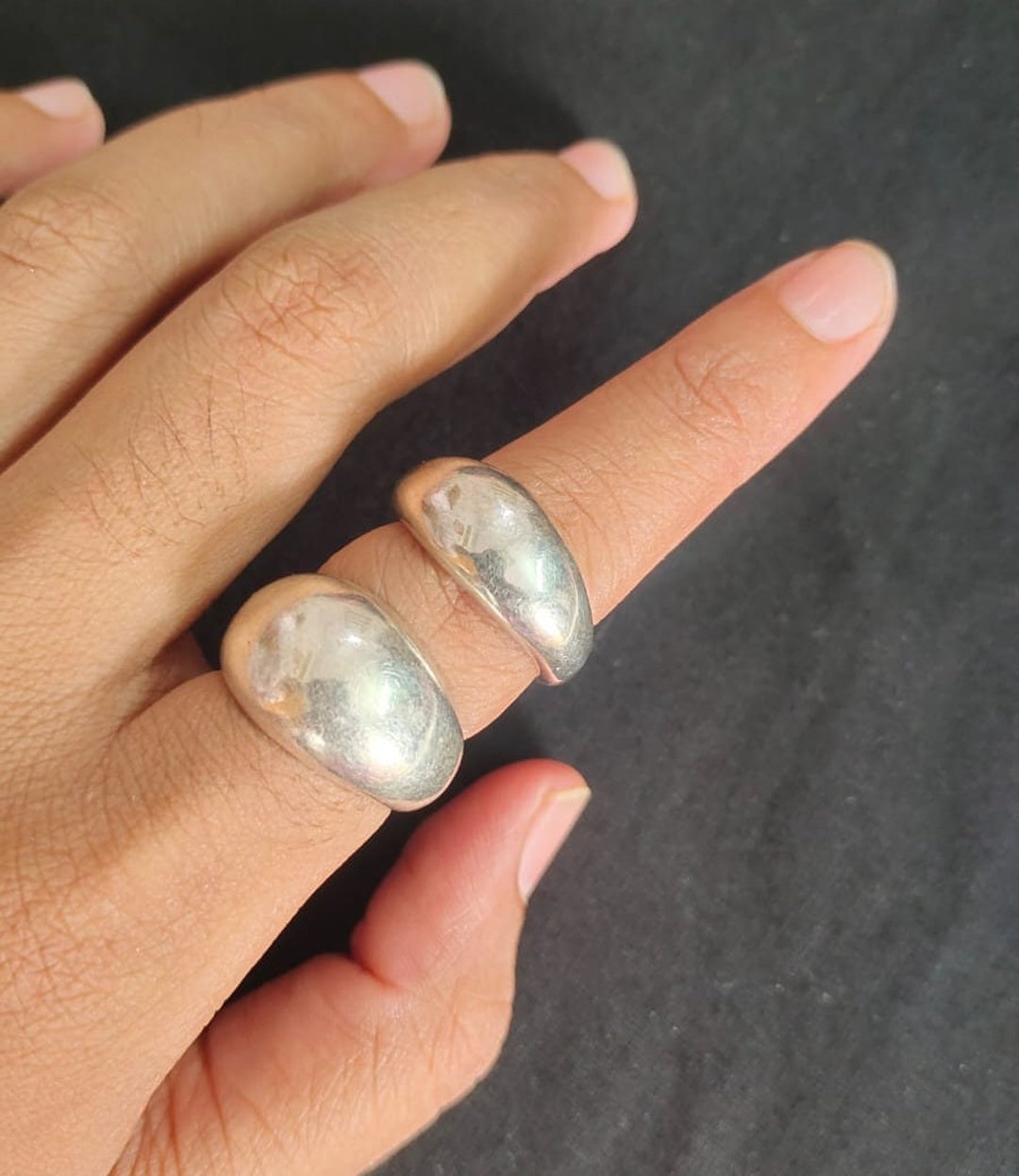 Dome Ring, Sterling Silver Dome Ring, Chunky Silver Ring, Statement Dome Ring, Chunky Dome Ring ...